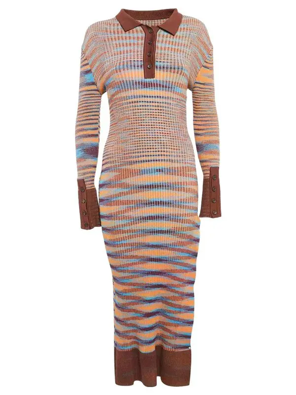 Jacquemus La Zucca Striped Midi Dress - Brown