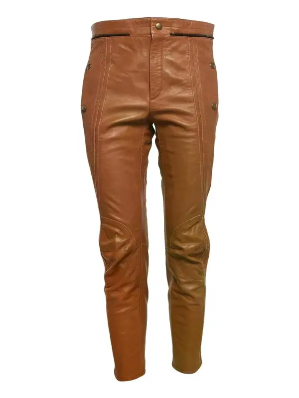 Chloé Leather Straight-leg Trousers - Brown