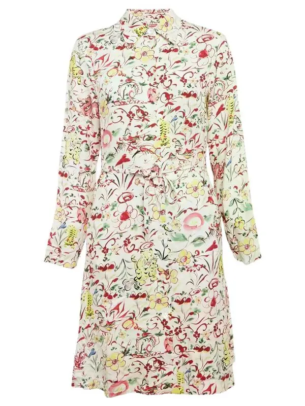 Kenzo Floral-print Belted Dress - White