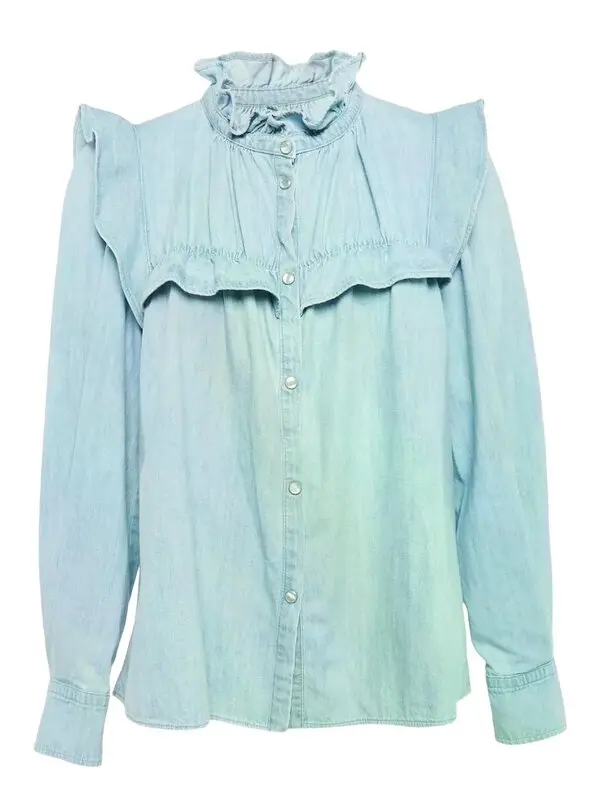 ISABEL MARANT VINTAGE Idety Ruffle Denim Shirt - Blue