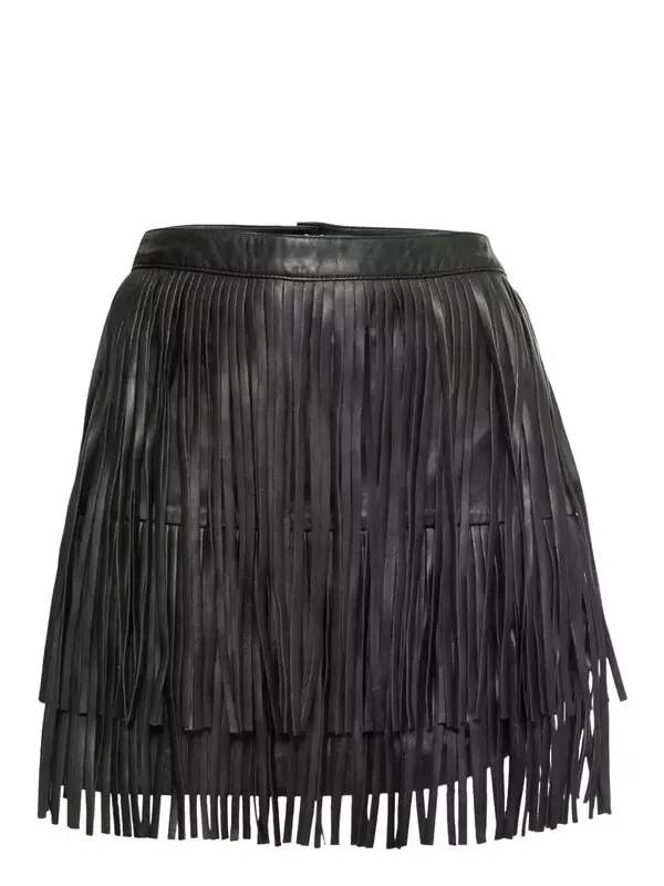 Zadig&Voltaire Fringed Leather Skirt - Black