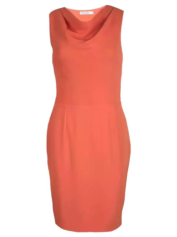 Dior Cowl-neck Midi Dress - Orange