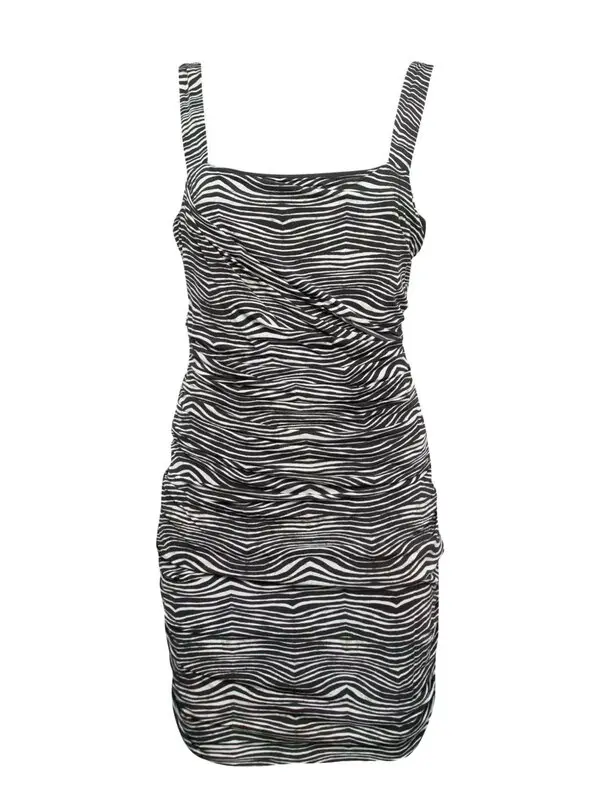 Pierre Balmain Zebra Print Draped Mini Dress - Black