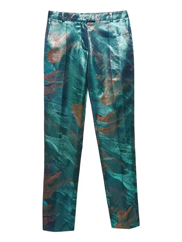 Maje Metallic Swirl Trousers - Blue