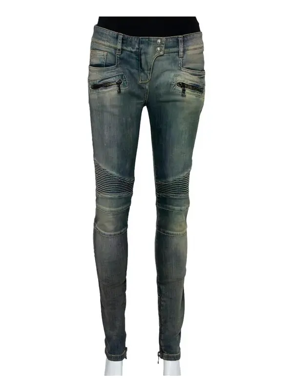 Balmain Stonewashed Biker Jeans - Blue