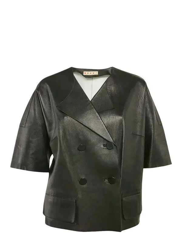 Marni 2023 Double-breasted Leather Jacket - Black