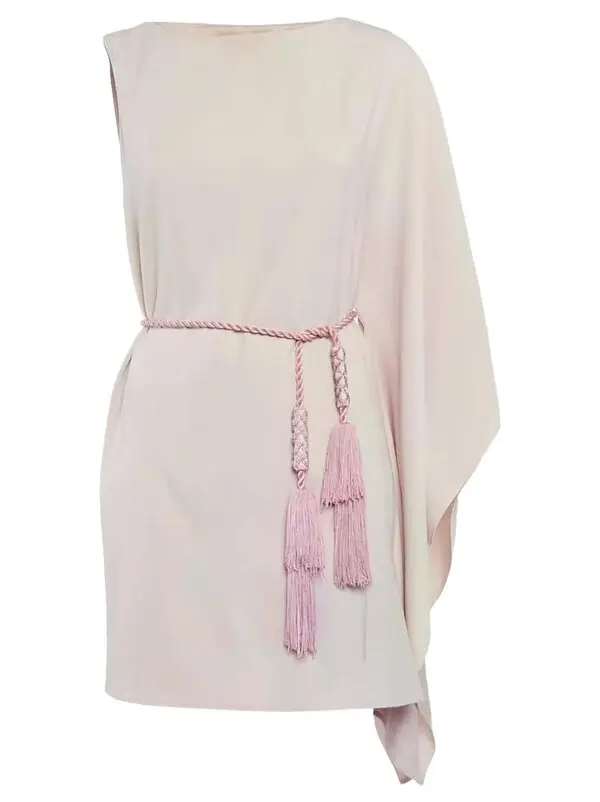 Paule Ka Asymmetrical Sleeve Tassel Dress - Pink