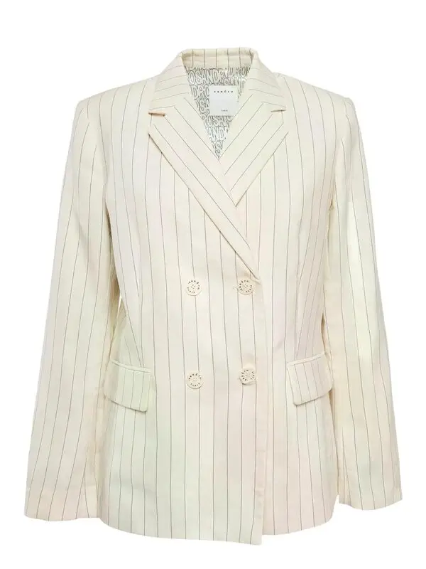 Sandro Striped Double-breasted Blazer - Neutrals