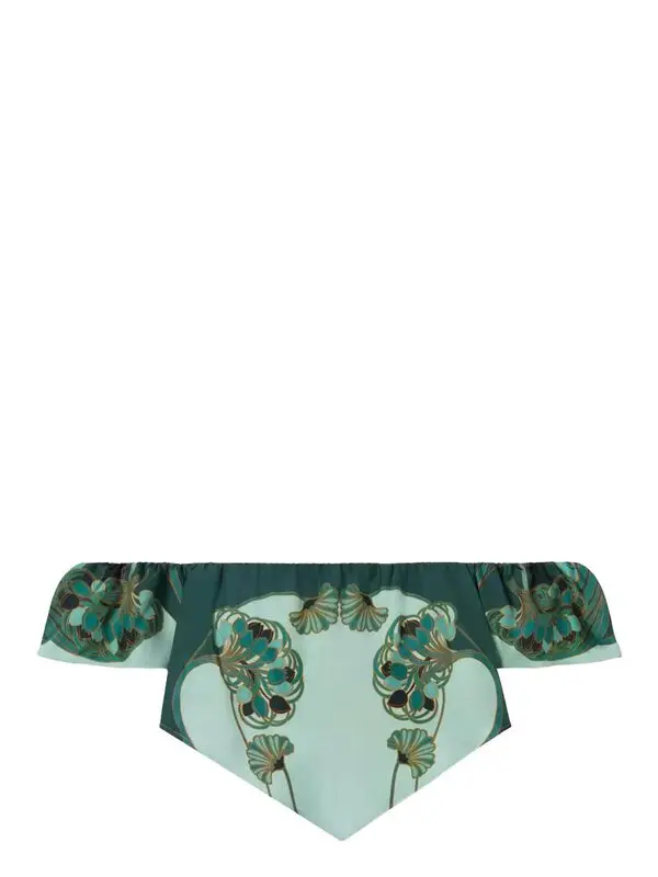 La DoubleJ Floral Print Off-shoulder Top - Green