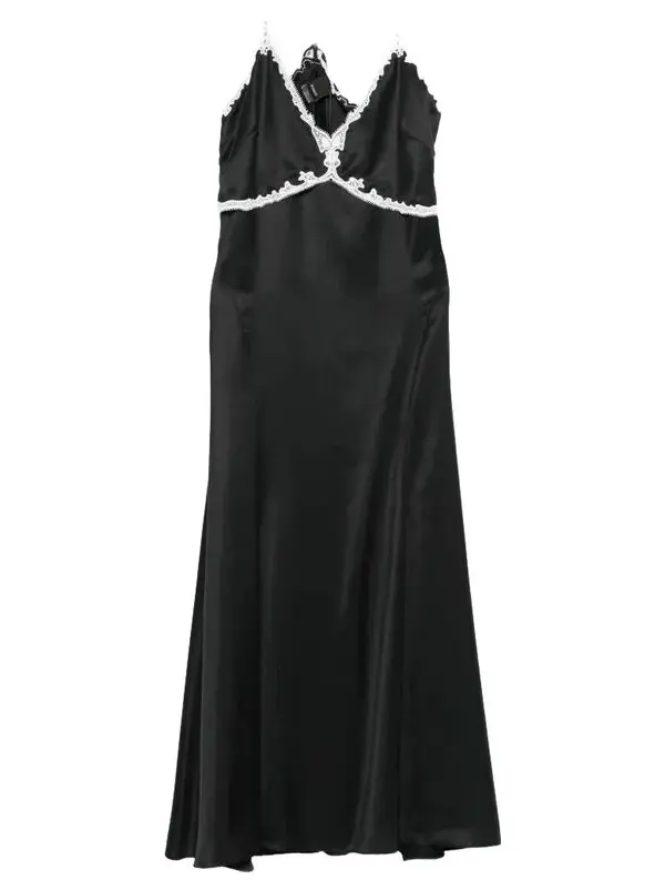 Pinko Albino Lace-trim Satin Dress - Black