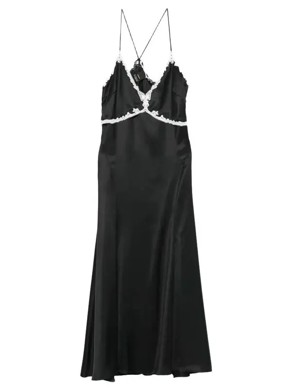 Pinko Albino Lace-trim Satin Dress - Black
