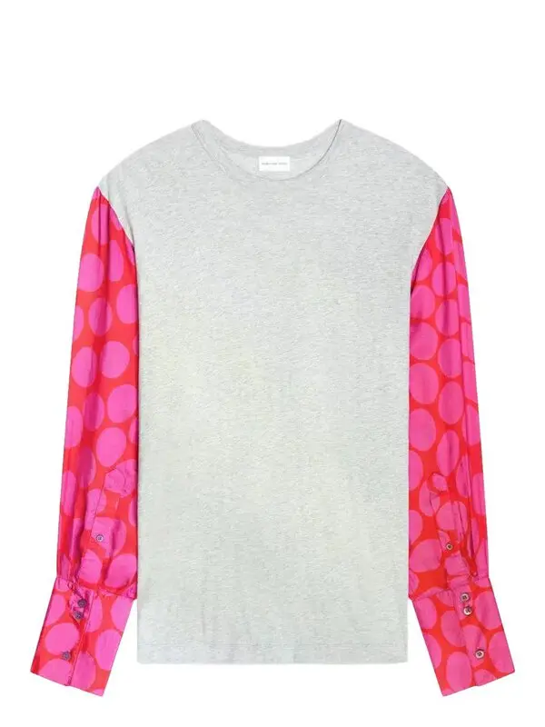 Dries Van Noten Contrast-sleeves T-shirt - Grey