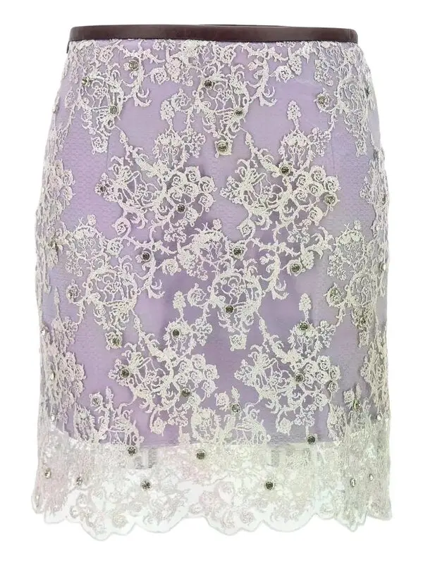 JACQUES Rhinestone-embroidered Mini Skirt - Purple