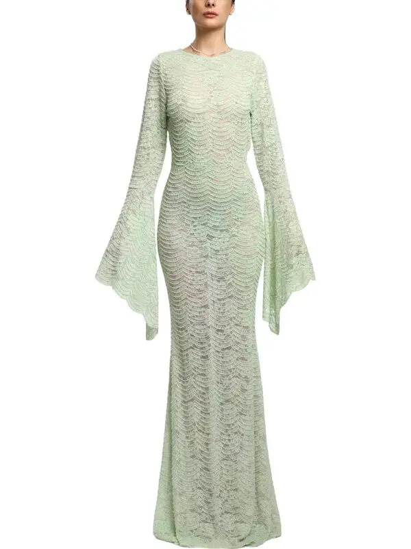 MIAU BY CLARA ROTESCU Lace Open-back Dress - Green