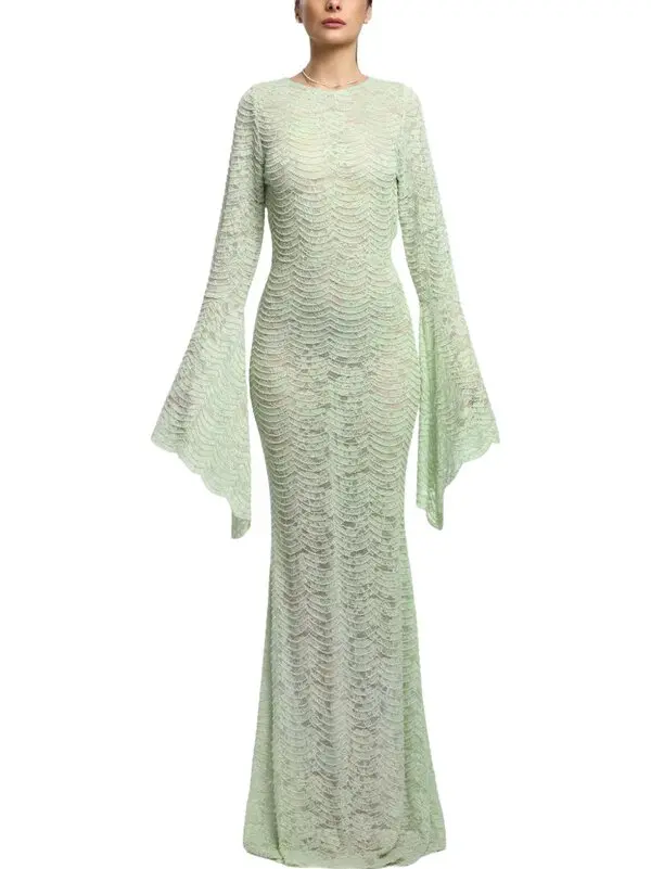 MIAU BY CLARA ROTESCU Lace Open-back Dress - Green