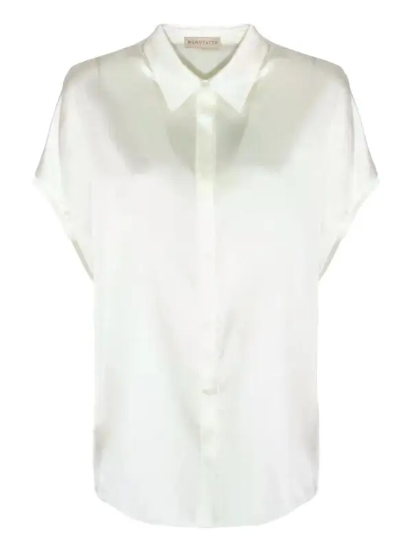 PUROTATTO Satin-finish Short-sleeve Shirt - Neutrals