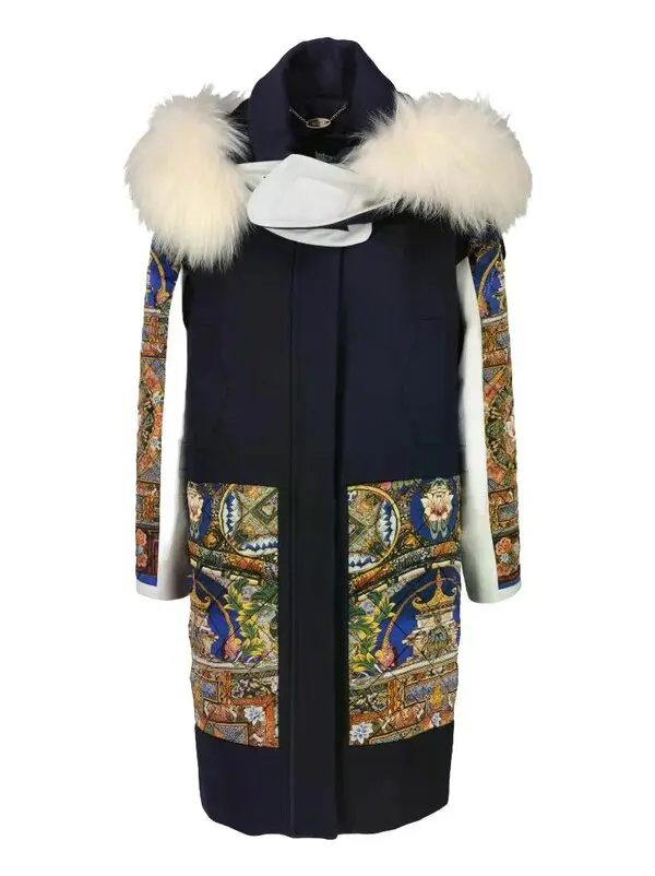 Just Cavalli Graphic-print Hooded Coat - Blue