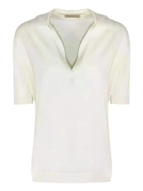 PUROTATTO V-neck Polo Shirt - Neutrals