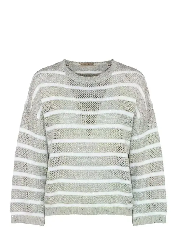 PUROTATTO Striped Knit Sweater - Neutrals
