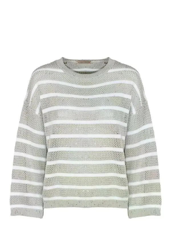 PUROTATTO Striped Knit Sweater - Neutrals