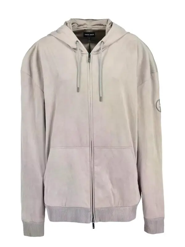 Giorgio Armani Logo Zip-up Hoodie - Neutrals