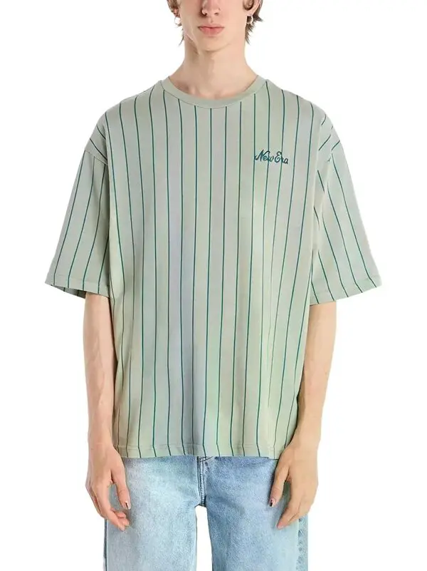 New Era Pinstripe-pattern Logo-embroidered T-shirt - Green