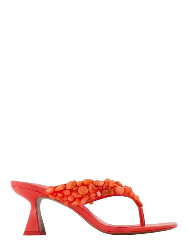 Cult Gaia Abi Bead-embellished Sandals - Orange