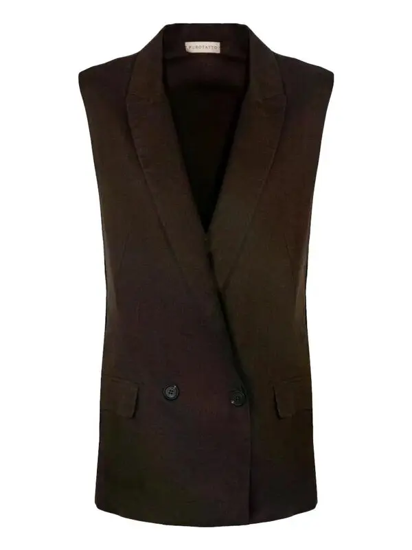 PUROTATTO Linen Vest - Brown