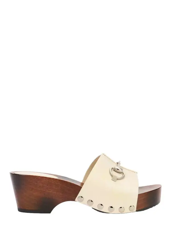 Gucci Horsebit Studded Heeled Mules - Neutrals