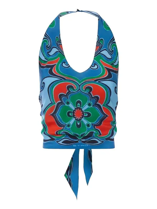 Etro Silk Halter Top - Blue
