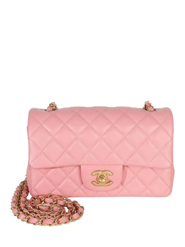 Chanel Quilted Lambskin Rectangular Flap Bag - Pink