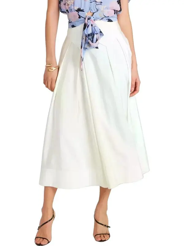 TEMPERLEY LONDON Elodie Pleated Midi Skirt - Neutrals