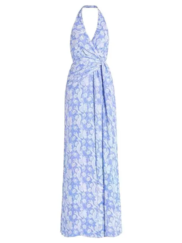 TEMPERLEY LONDON Floral Halter Maxi Dress - Blue