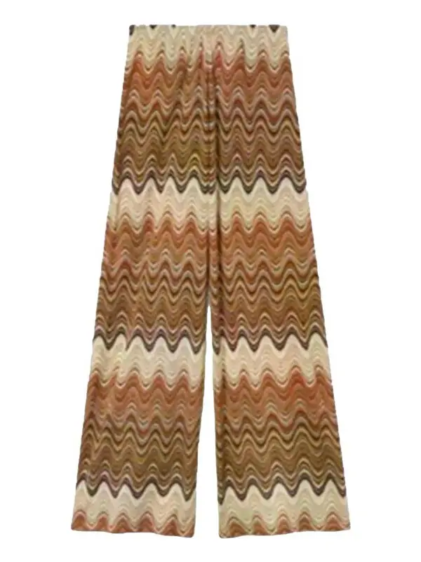 MC2 SAINT BARTH Wave-pattern Raschel-knit Trousers - Brown