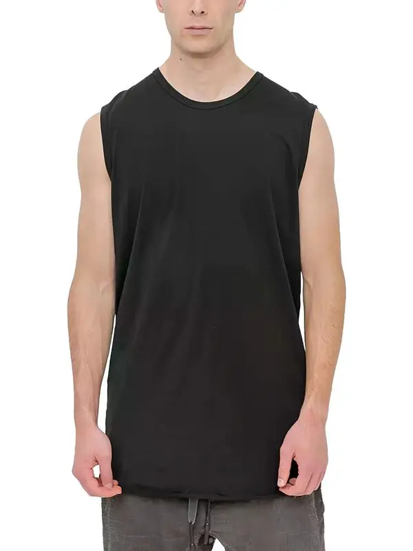 ISAAC SELLAM EXPERIENCE Leather-trimmed Sleeveless T-shirt - Black