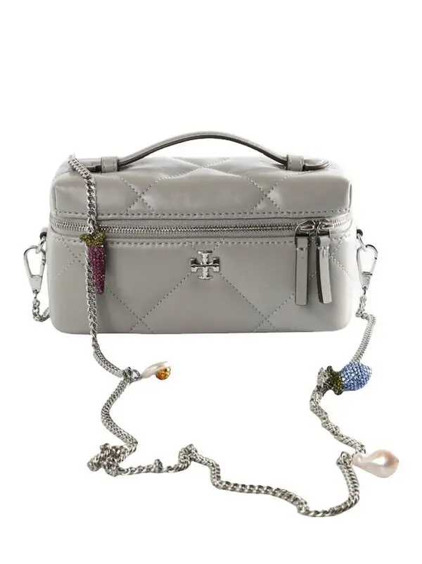 Tory Burch Kira Diamond Quilt Charm Vanity Case - Gray
