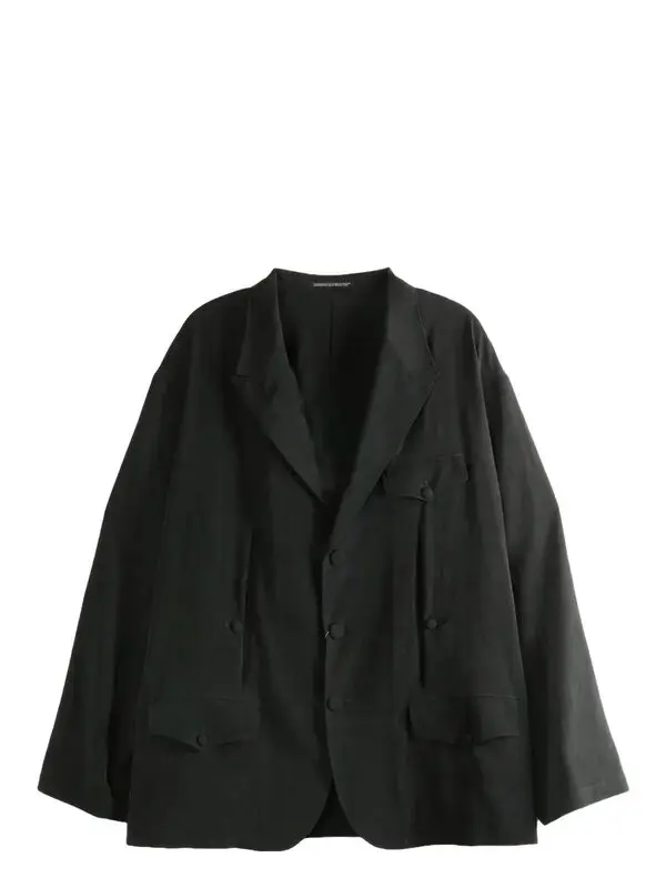 Yohji Yamamoto Pleated Flap-pocket Coat - Black