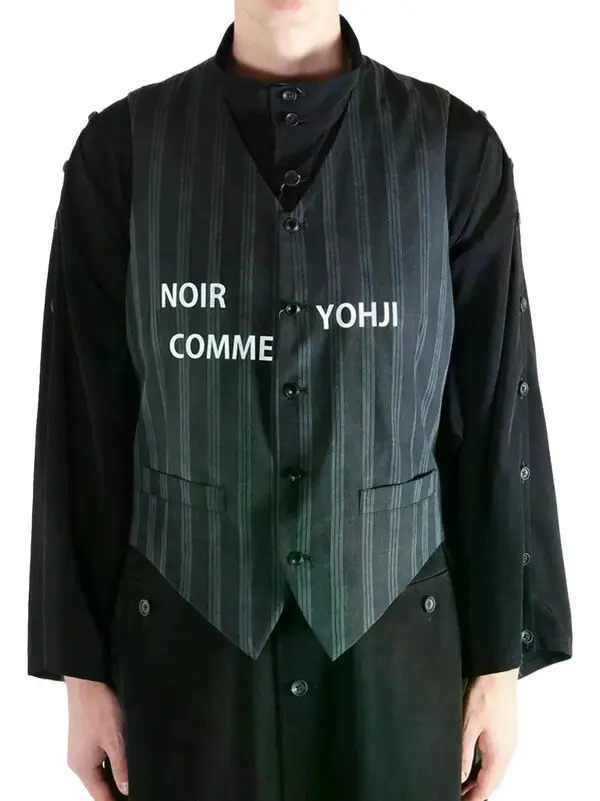 Yohji Yamamoto Pinstripe Cotton Waistcoat - Black
