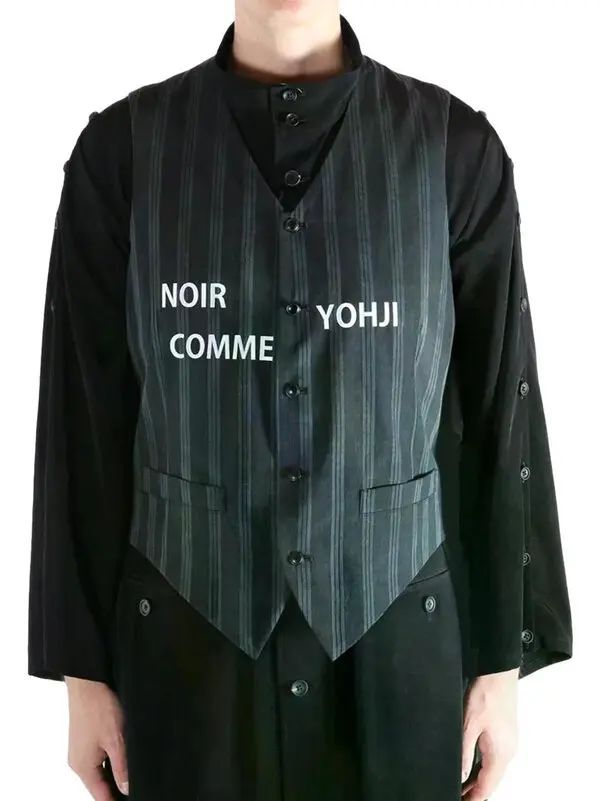 Yohji Yamamoto Pinstripe Cotton Waistcoat - Black