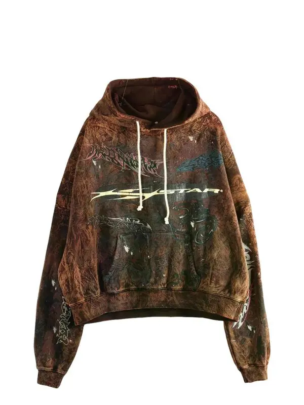 HELLSTAR Graffiti-print Hoodie - Brown