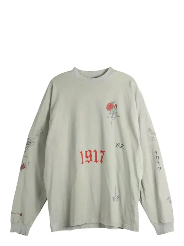 Balenciaga Graphic-print Long-sleeve T-shirt - Grey