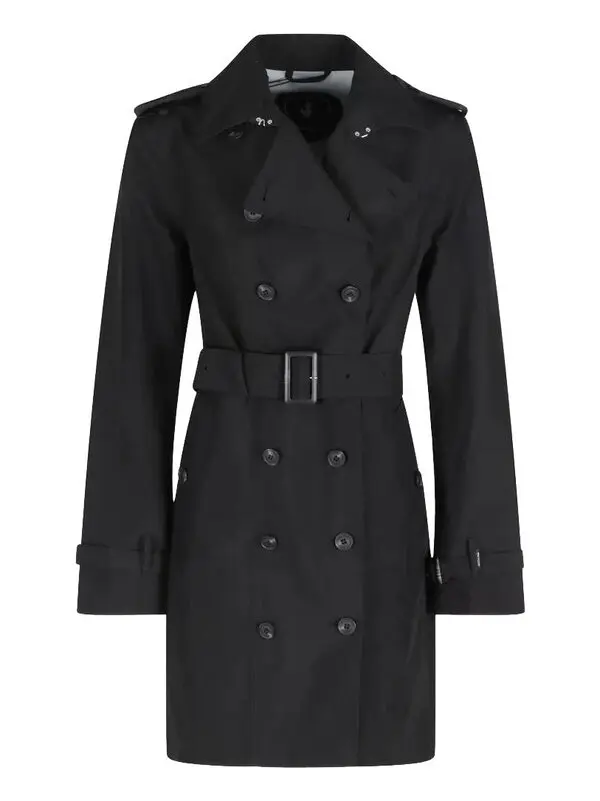 SAVE THE DUCK Double-breasted Belted Coat - Black