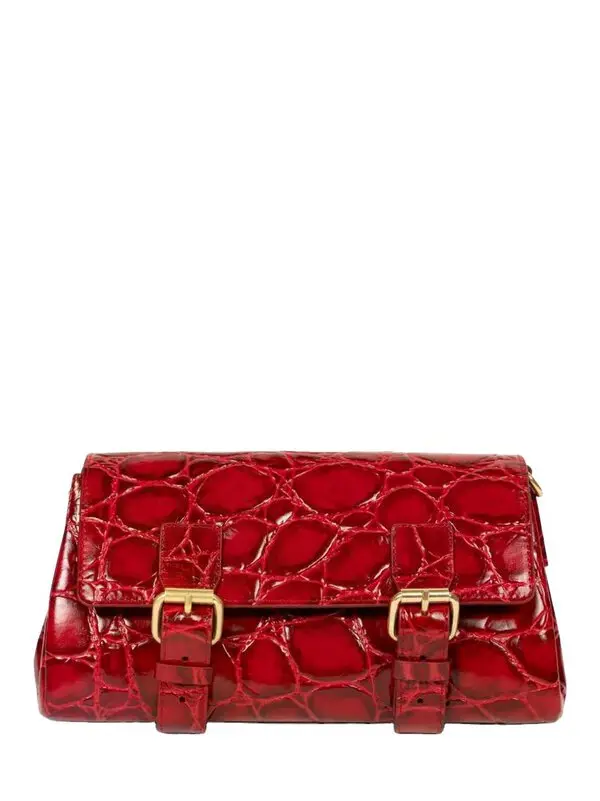Dries Van Noten Buckle Leather Shoulder Bag - Red