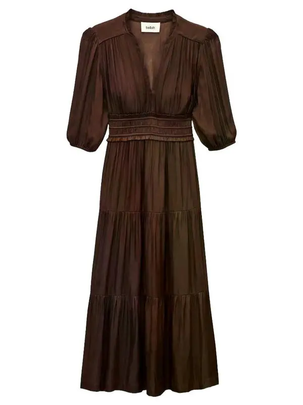 Ba&sh Shirred Tiered Dress - Brown