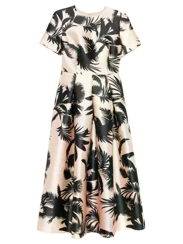 LUNATICA MILANO Palm Leaf-print Midi Dress - Neutrals