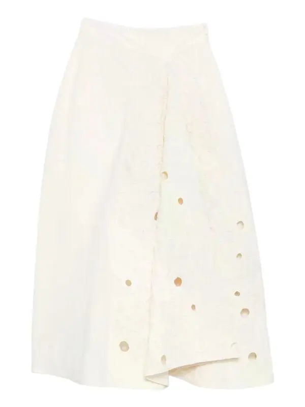 GENTRYPORTOFINO Appliqué Midi Skirt - Neutrals