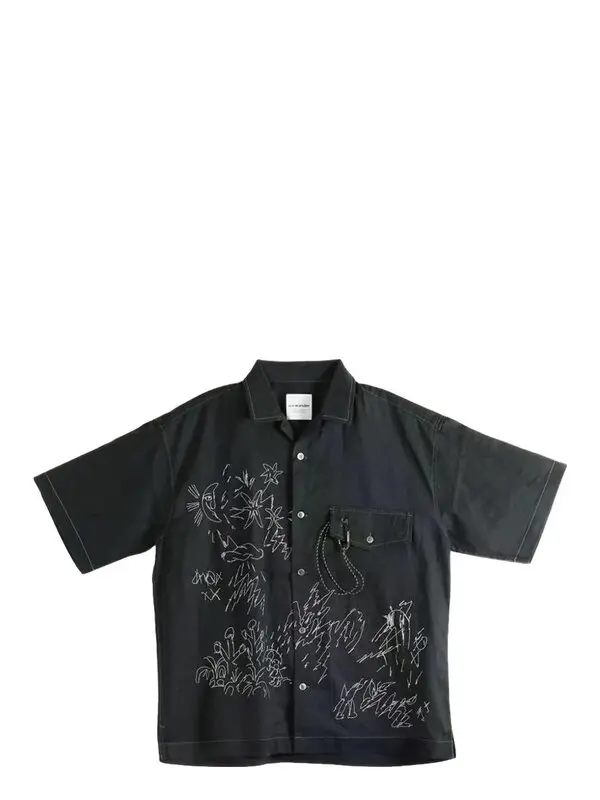 AND WANDER Embroidered Short-sleeve Shirt - Black