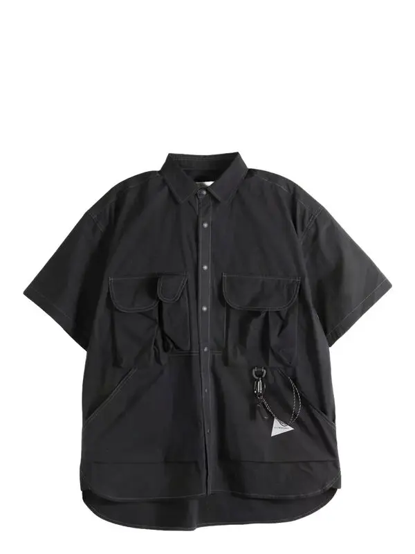 AND WANDER Cargo-pocket Short-sleeve Shirt - Black