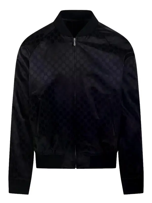 Gucci Gg Cotton Satin Zip Jacket - Black