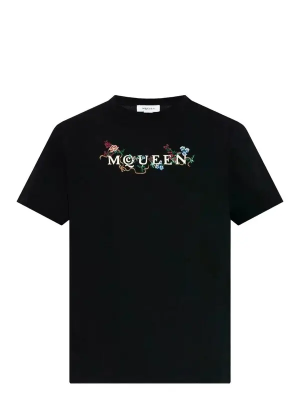 Alexander McQueen Logo-print Embroidered T-shirt - Black
